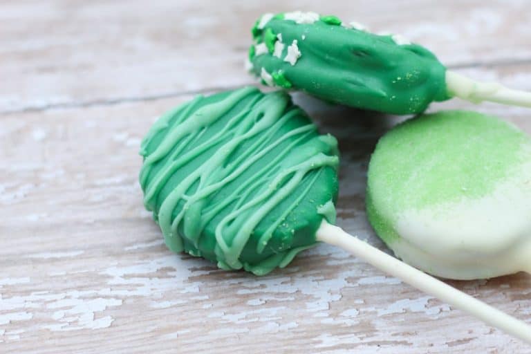 Green Candy Dipped Oreo Pops - Moore or Less Cooking