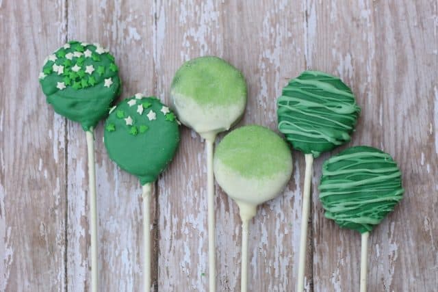 Green Candy Dipped Oreo Pops - Moore or Less Cooking