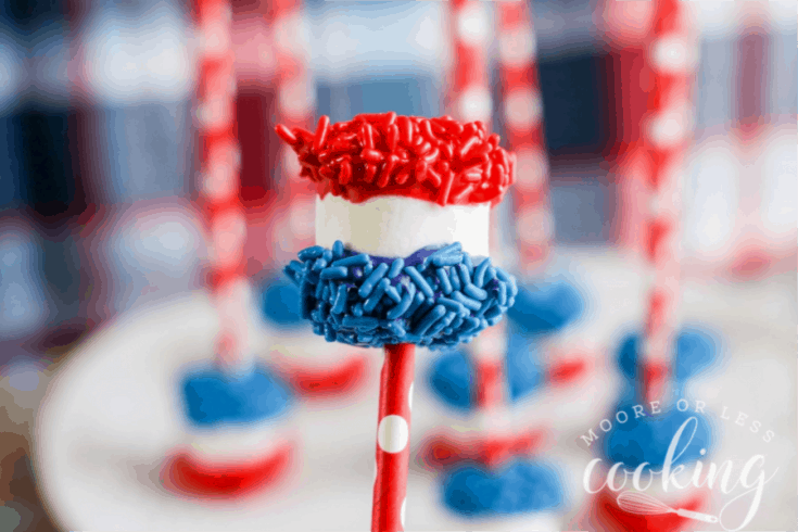 Red, White, and Blue Dipped Marshmallows - Moore or Less Cooking