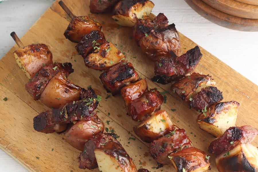 Easy Grilled Steak and Potato Kabobs - Moore or Less Cooking
