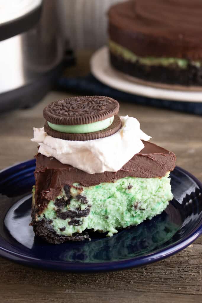 Instant Pot Mint Chip Oreo Cheesecake - Moore or Less Cooking