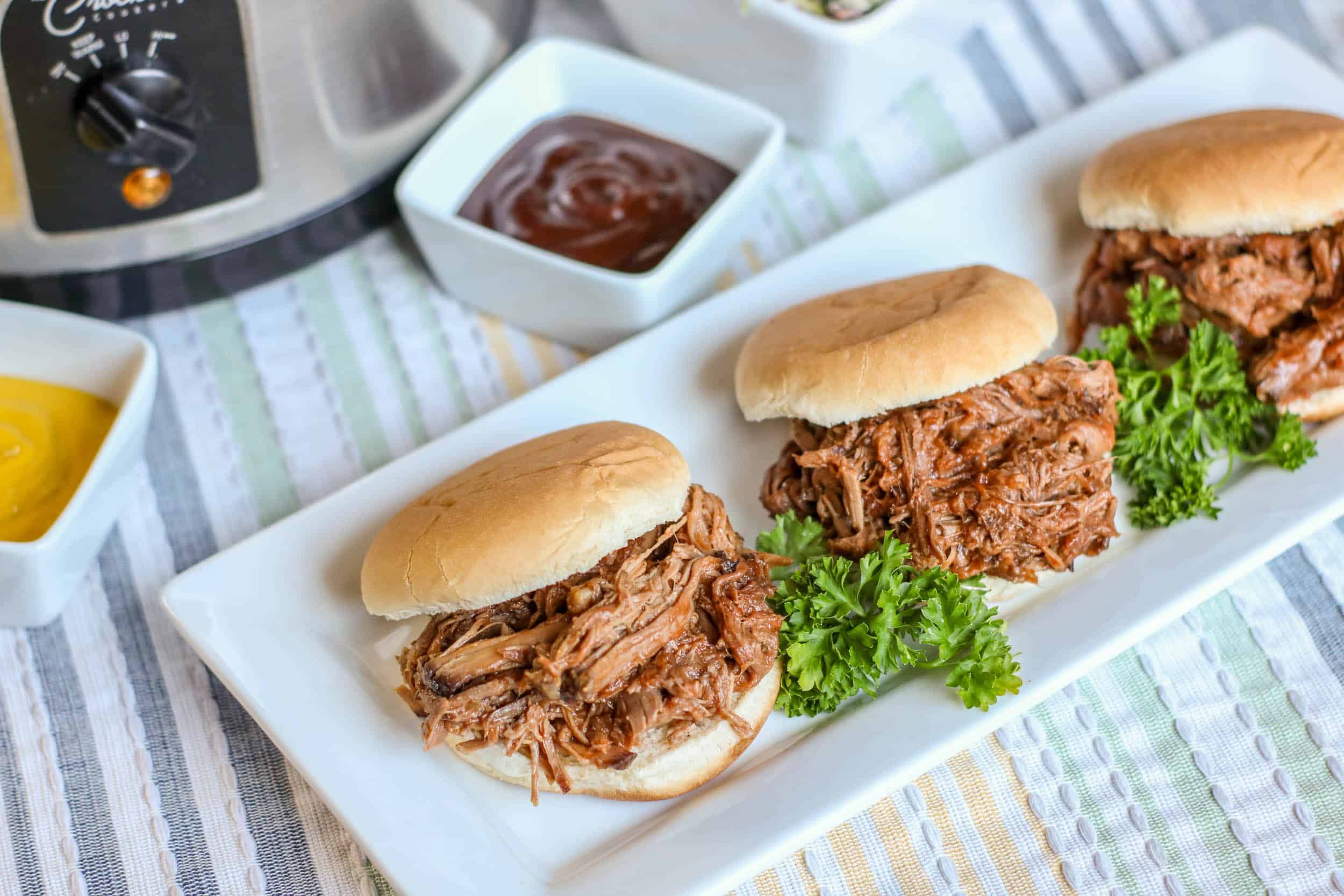 Slow Cooker Barbecue Beef - Moore or Less Cooking