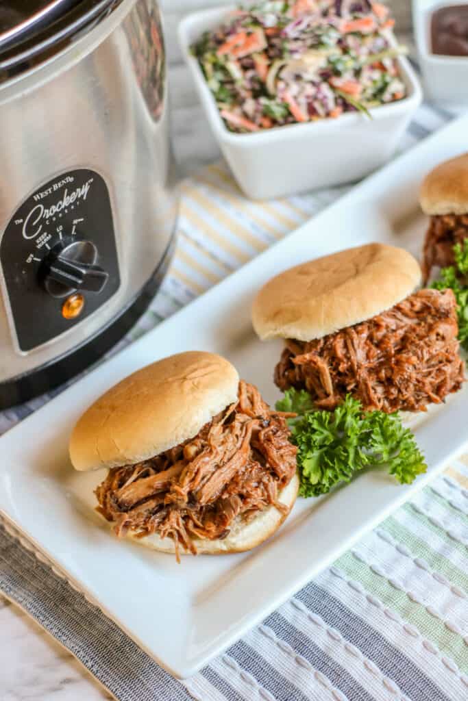 Slow Cooker Barbecue Beef - Moore or Less Cooking