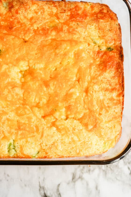 Broccoli Cheddar Cornbread - Moore or Less Cooking