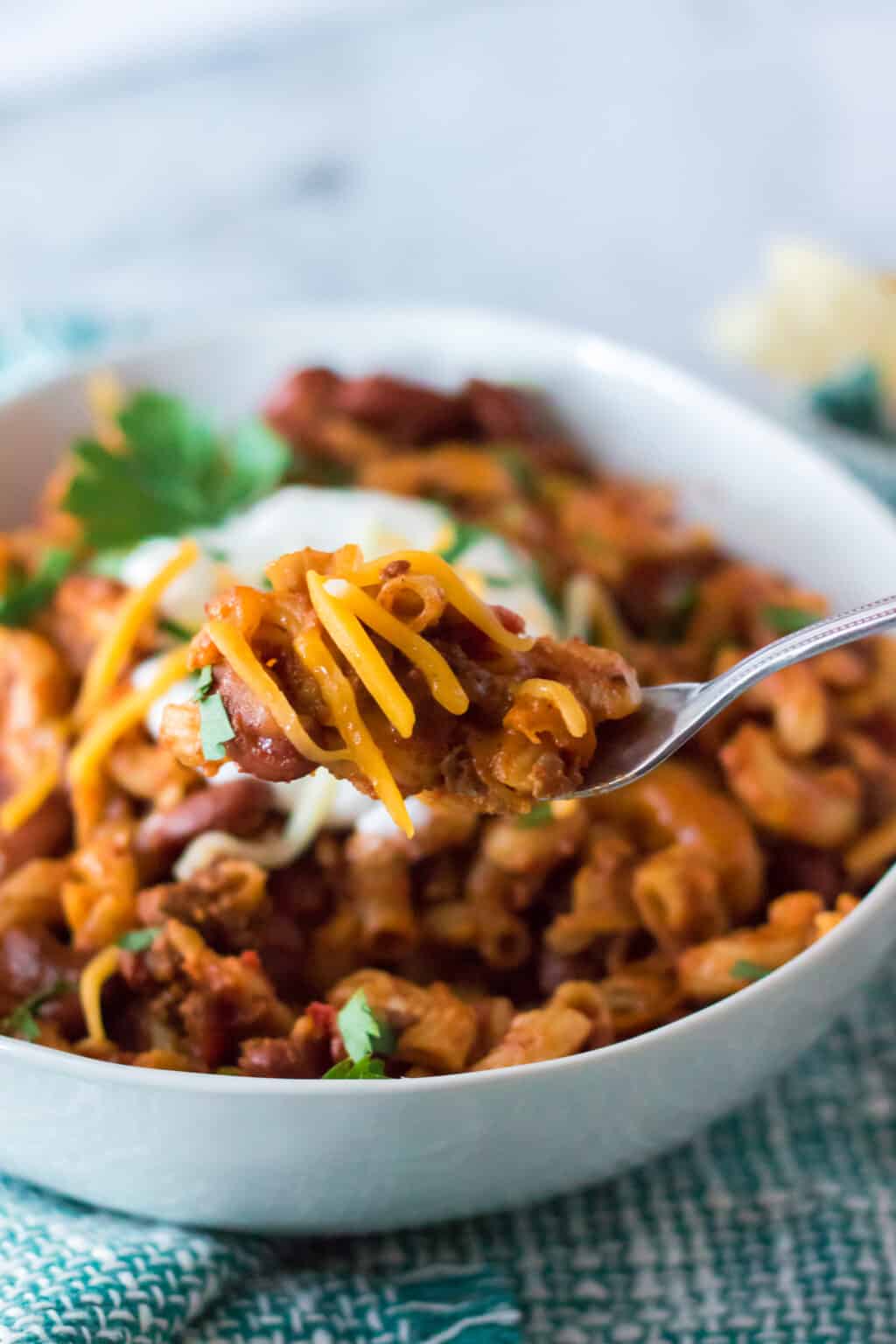 Slow Cooker Chili Mac - Moore or Less Cooking