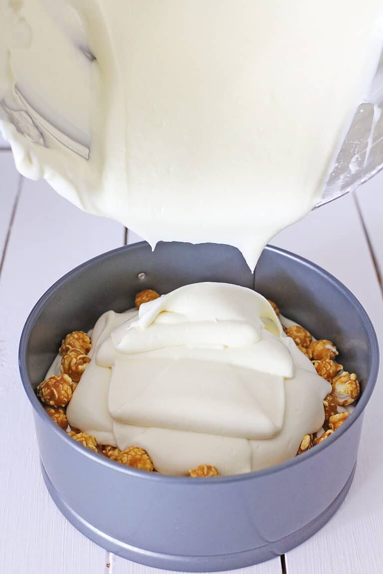 Caramel Corn Cheesecake - Moore or Less Cooking