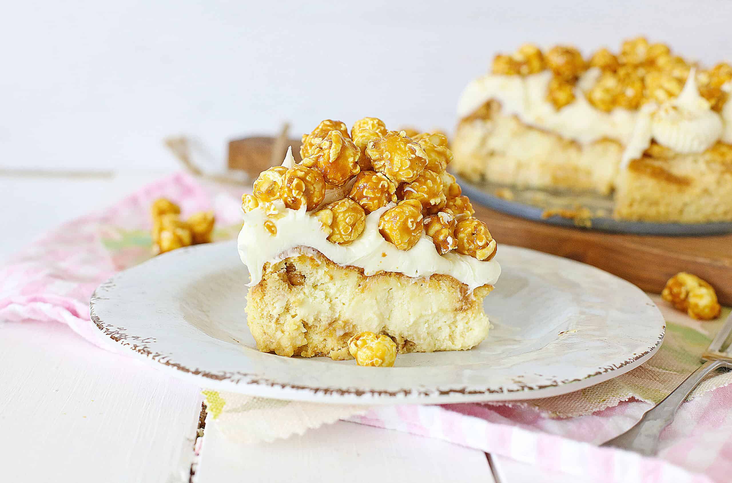 Caramel Corn Cheesecake - Moore or Less Cooking