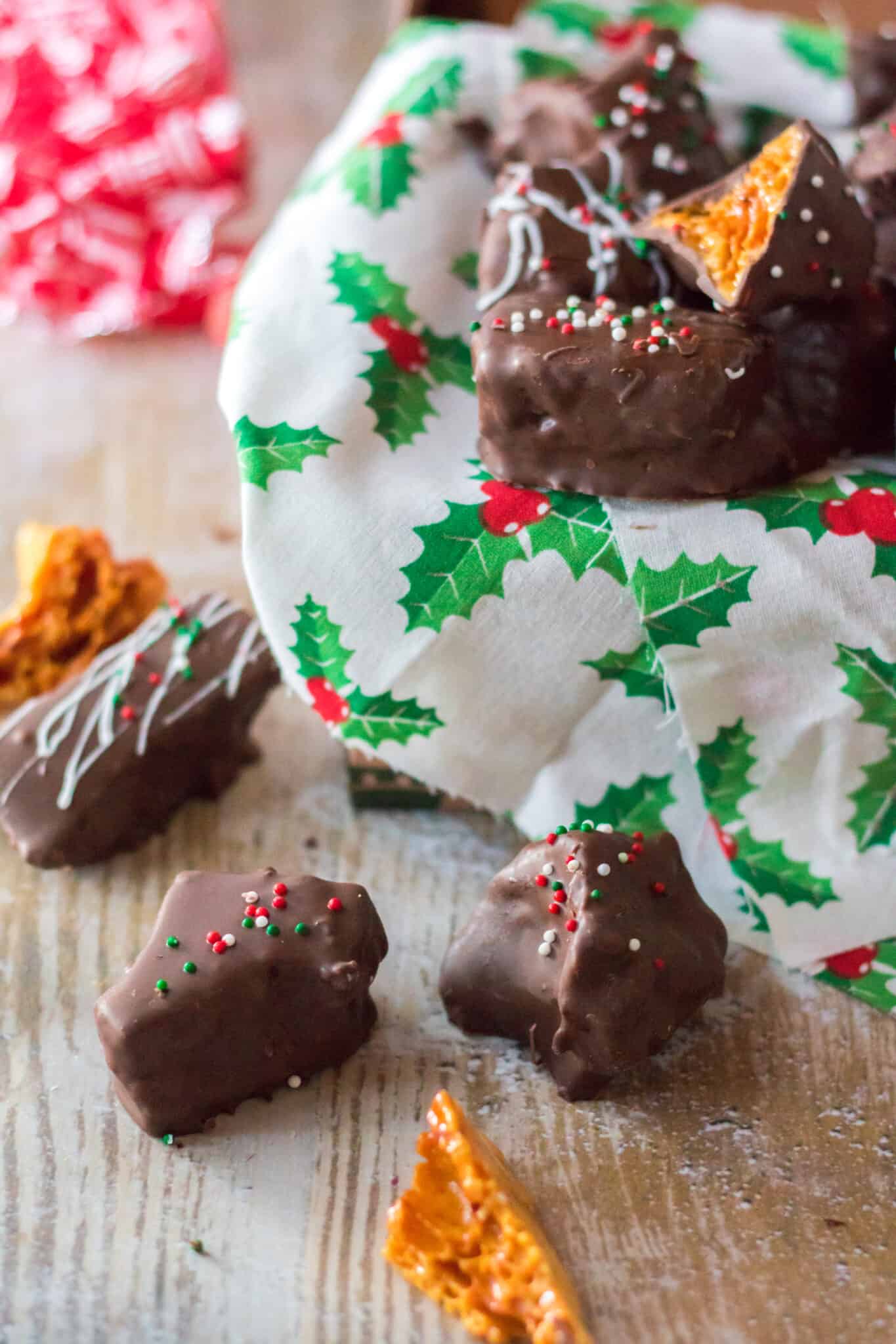 Chocolate-Covered Honeycomb Candy - Moore or Less Cooking