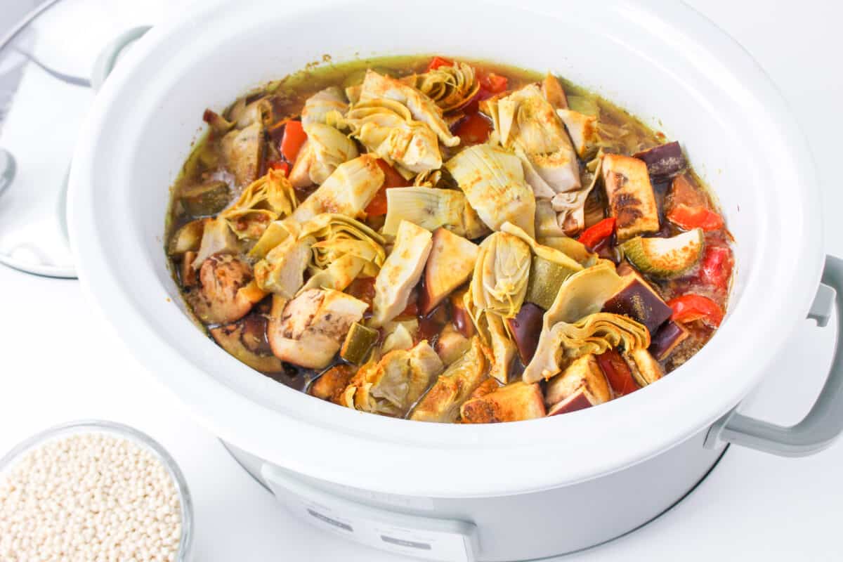 Slow Cooker Mediterranean Chicken and Vegetables - Moore or Less Cooking