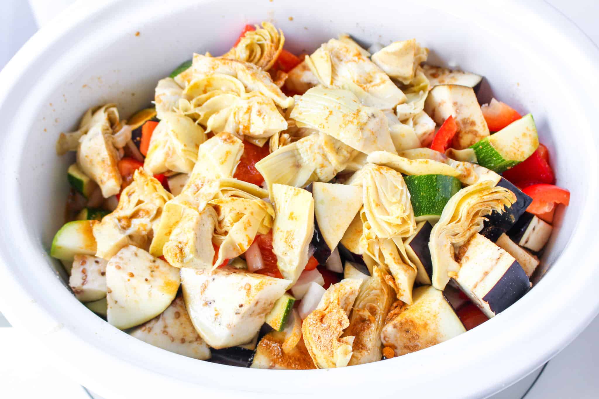 Slow Cooker Mediterranean Chicken and Vegetables - Moore or Less Cooking