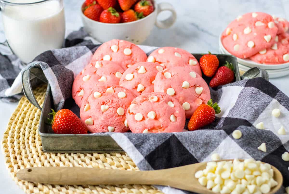 Cheesecake Stuffed Strawberry Cookies - Moore or Less Cooking