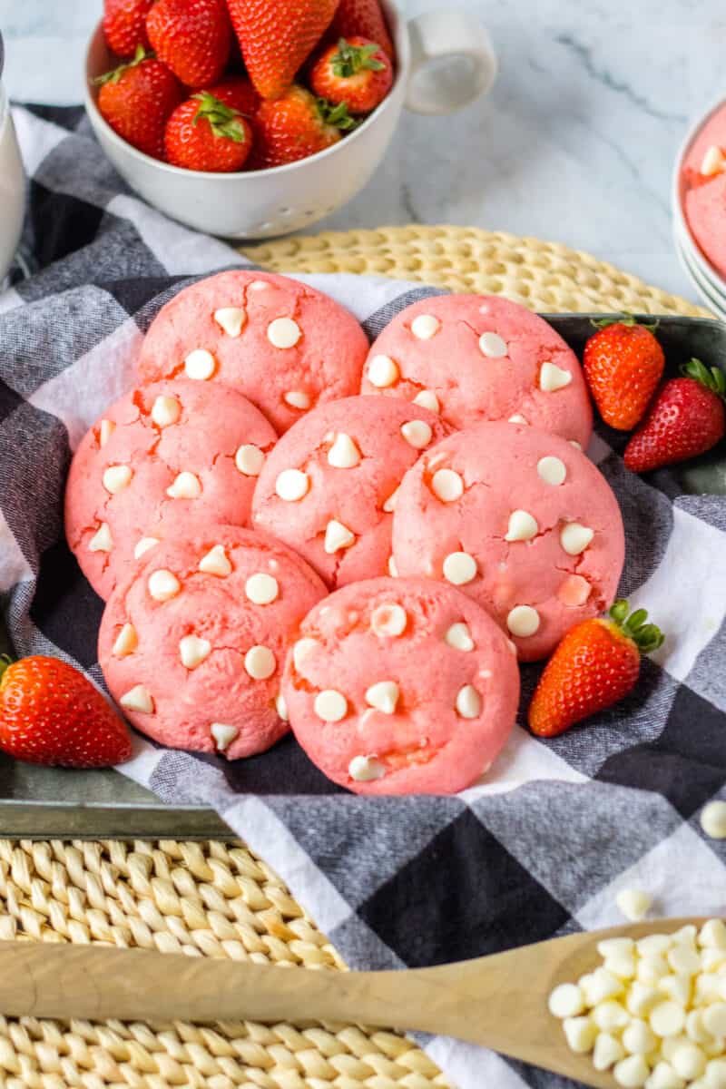 Cheesecake Stuffed Strawberry Cookies - Moore or Less Cooking