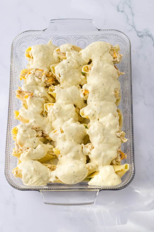 Crack Chicken Stuffed Shells - Moore or Less Cooking