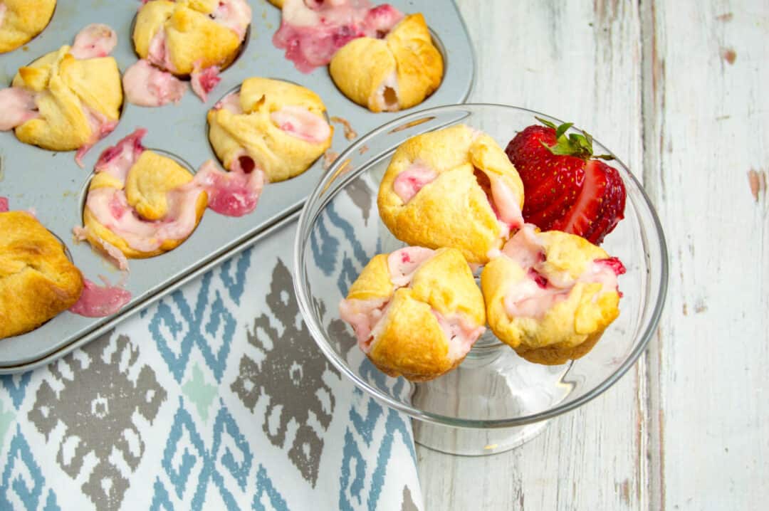 Strawberry Cheesecake Croissant Bites - Moore or Less Cooking