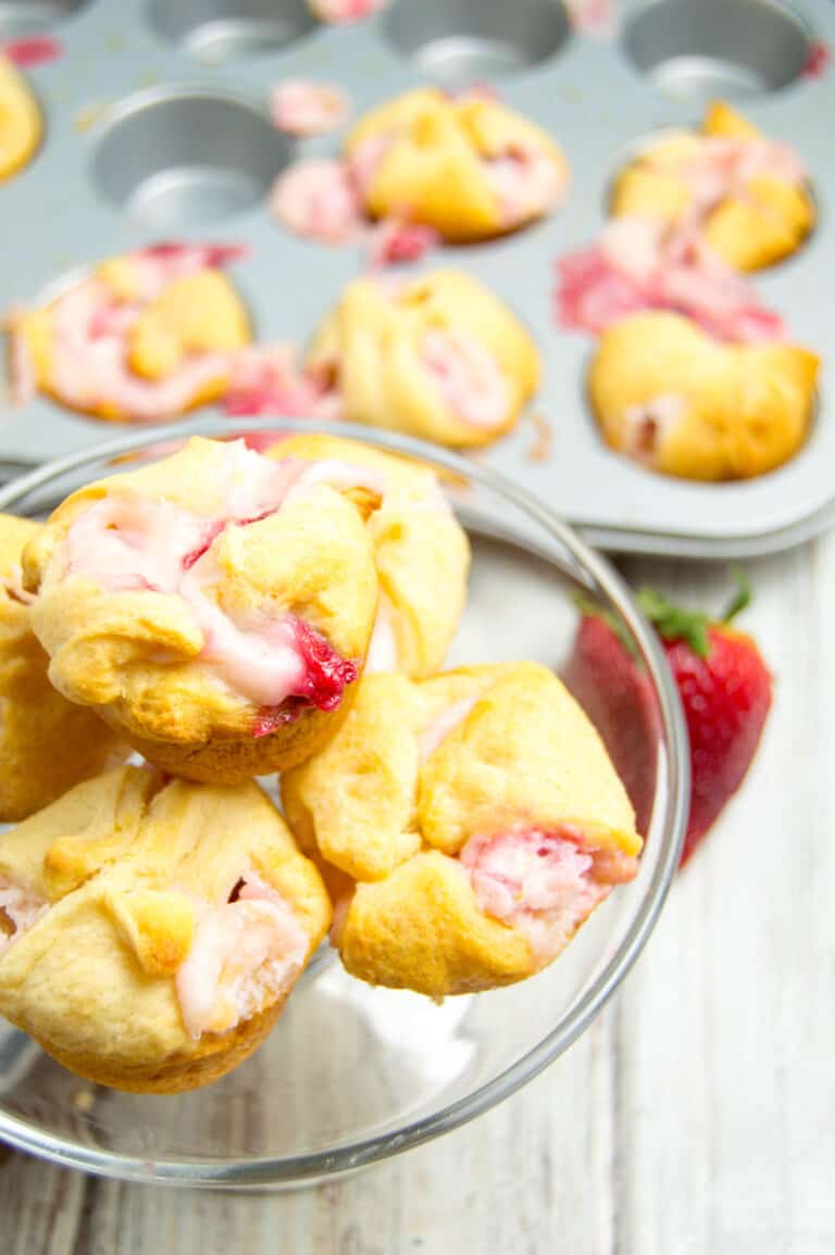 Strawberry Cheesecake Croissant Bites - Moore or Less Cooking