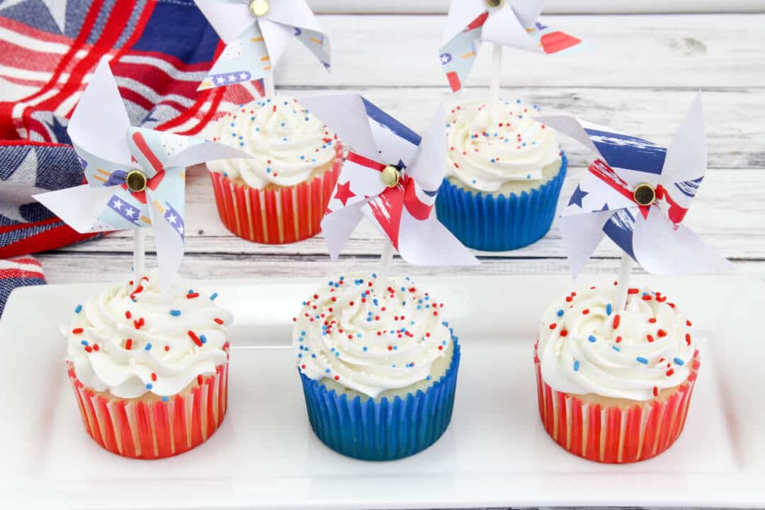 Patriotic Windmill Cupcakes - Moore or Less Cooking