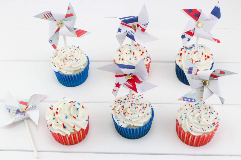 Patriotic Windmill Cupcakes - Moore or Less Cooking