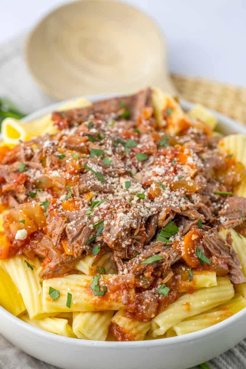 Slow Cooker Beef Ragu - Moore or Less Cooking
