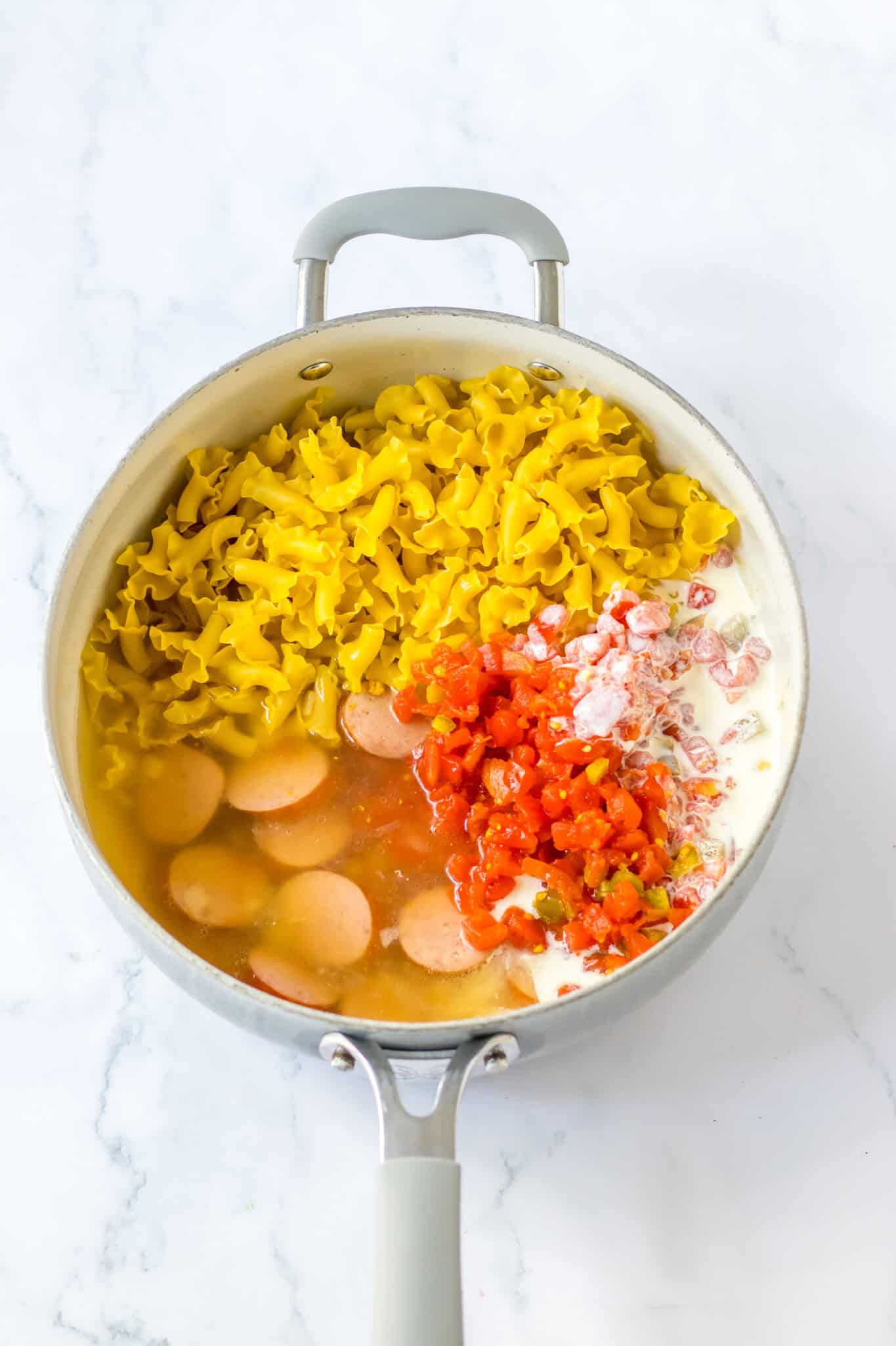 One Pot Cheesy Sausage Pasta - Moore or Less Cooking