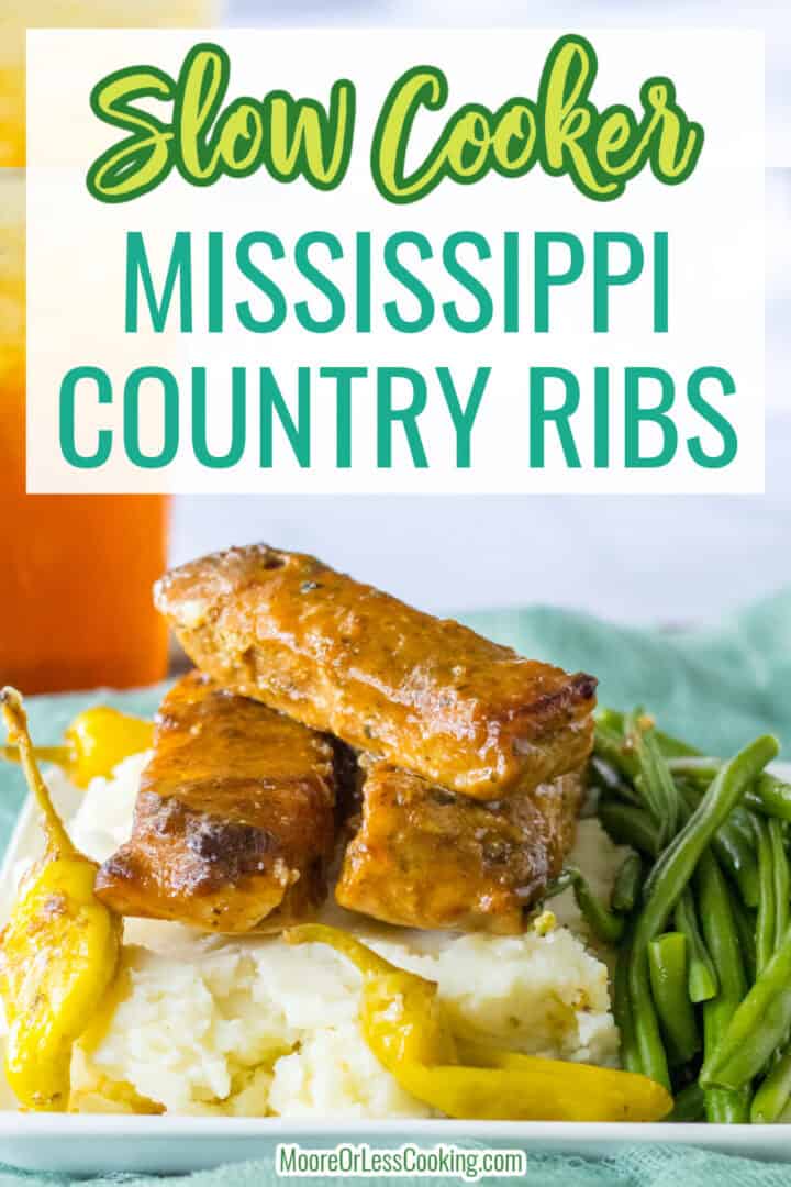 Slow Cooker Mississippi Country Ribs - Moore or Less Cooking