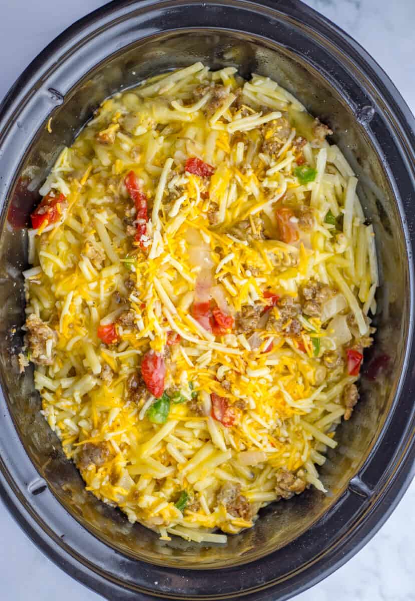 Slow Cooker Christmas Breakfast Casserole - Moore or Less Cooking