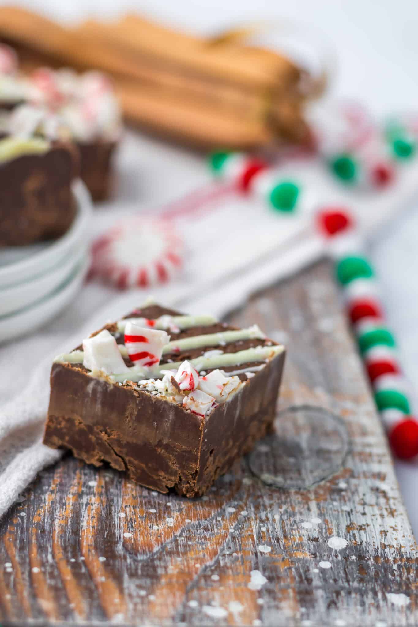 Slow Cooker Peppermint Bark Fudge - Moore or Less Cooking
