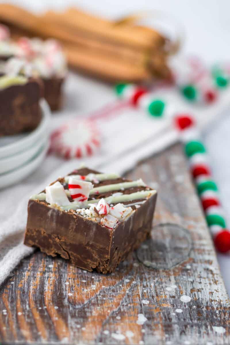 Slow Cooker Peppermint Bark Fudge - Moore or Less Cooking