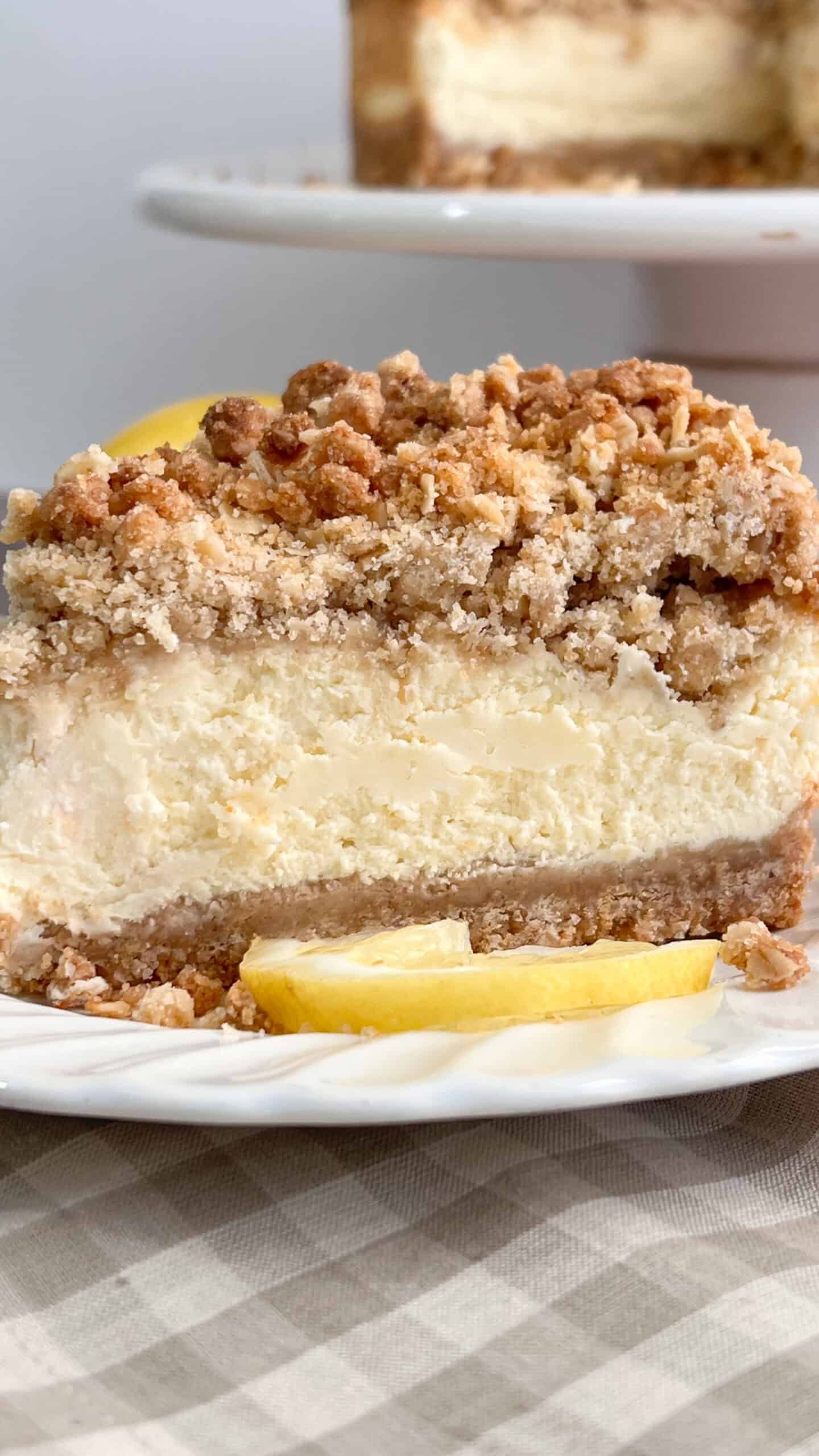 Lemon Cream Crumb Cheesecake (Thick Bakery-Style) - Moore or Less Cooking